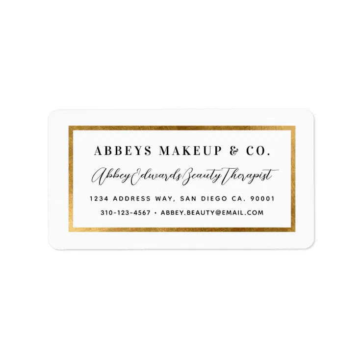 Modern Faux Yellow Gold Border Business Label | Zazzle