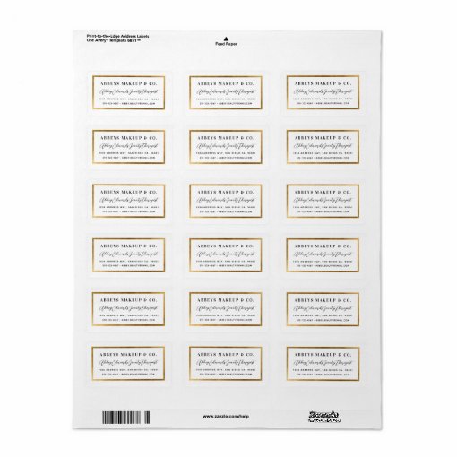 Modern Faux Yellow Gold Border Business Label | Zazzle