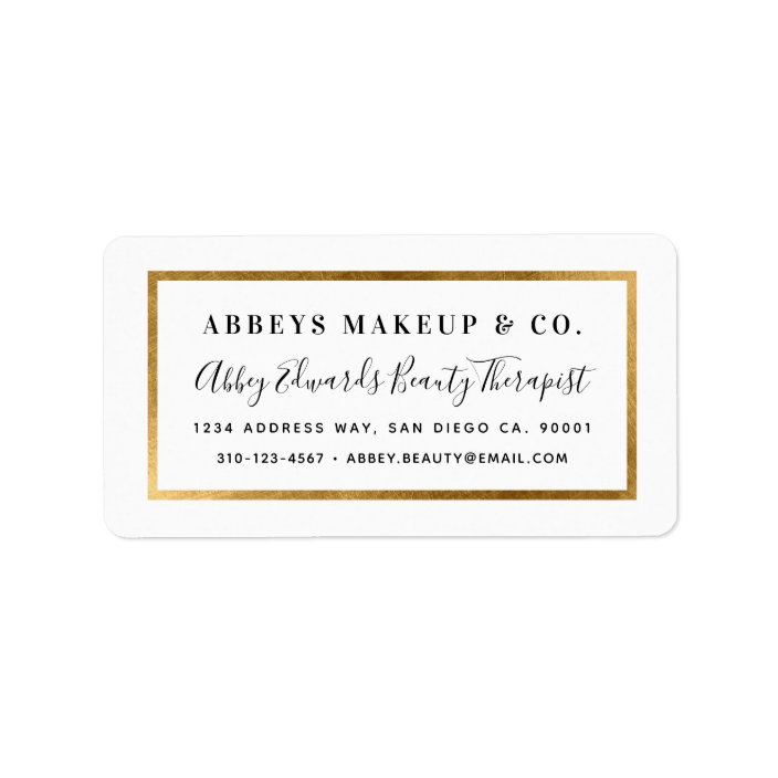 Modern Faux Yellow Gold Border Business Label | Zazzle.com