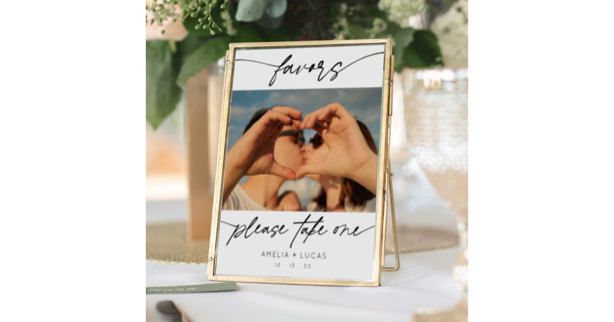 Modern Favors Calligraphy Script Photo Poster | Zazzle