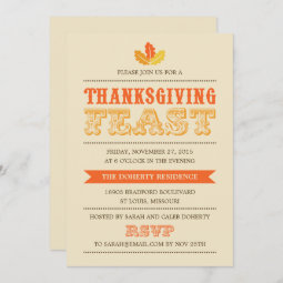 Modern Feast Thanksgiving Dinner Invitation | Zazzle