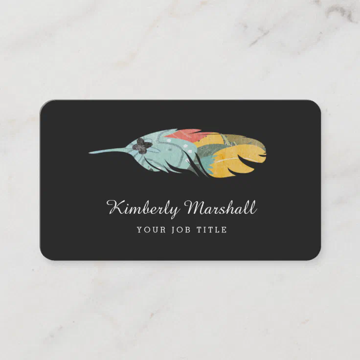 Modern Feather Business Cards / Melon | Zazzle