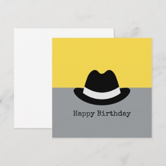 Modern Fedora Colorblock Birthday Card | Zazzle