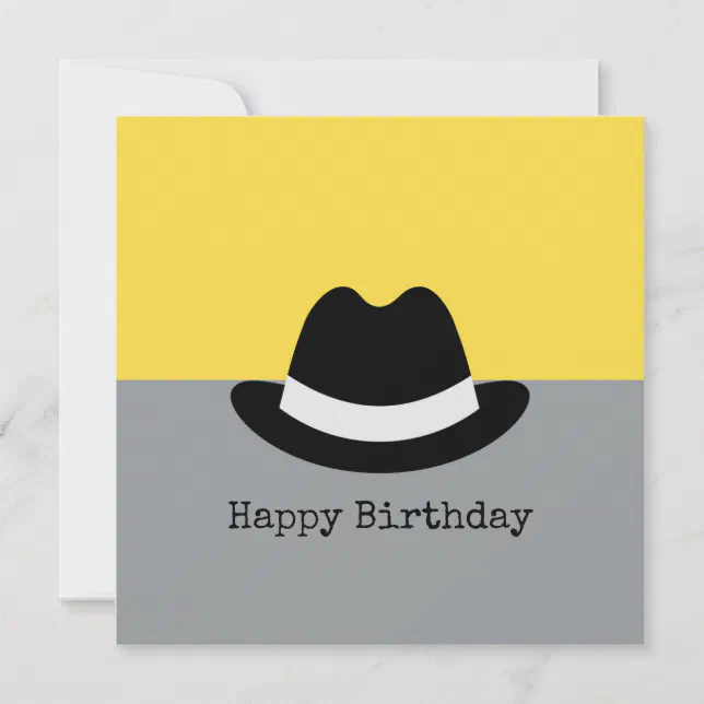Modern Fedora Colorblock Birthday Card | Zazzle