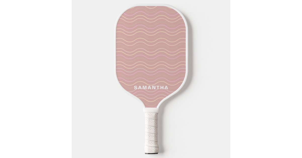 Modern Feminine Girly Pink Custom Name Geometric Pickleball Paddle | Zazzle
