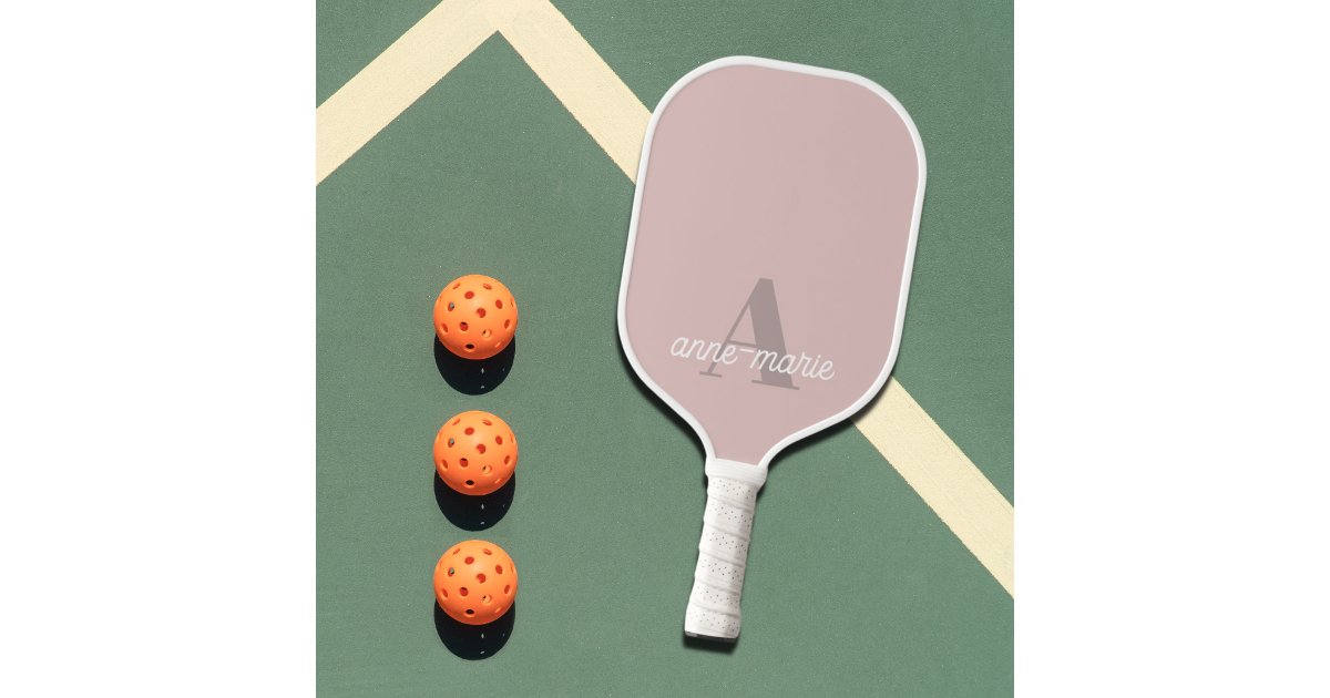 Modern Feminine Pastel Pink Monogram Custom Name Pickleball Paddle | Zazzle