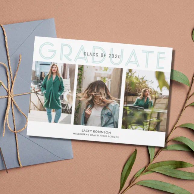 Modern Feminine Photo Teal Graduation | Zazzle