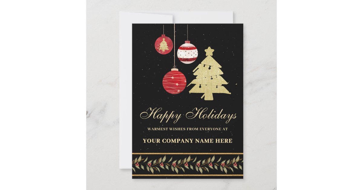 Modern Festive Business Logo Holiday Card | Zazzle