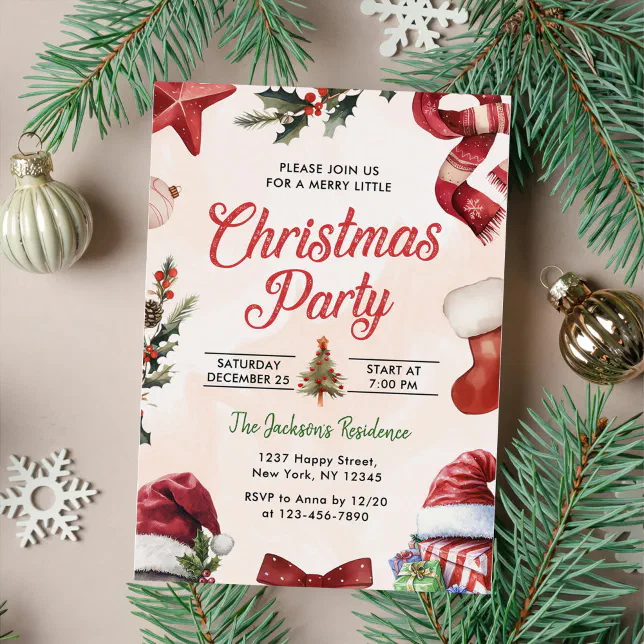 Modern Festive Christmas Party Invitation | Zazzle
