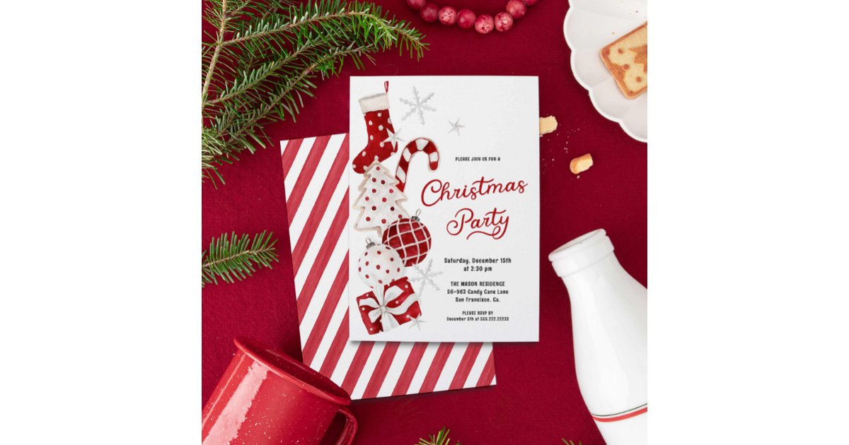 Modern Festive Christmas Party Invitation | Zazzle