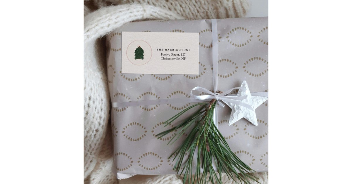 Modern Festive Christmas Tree Label | Zazzle
