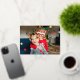 Modern Festive Colorful Christmas Lights One Photo Foil Holiday Card ...