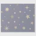 Modern Festive Gray Gold Star Roll Wrapping Paper | Zazzle