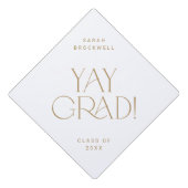 Modern Fete Gold Yay Grad Name and Class Year Graduation Cap Topper ...