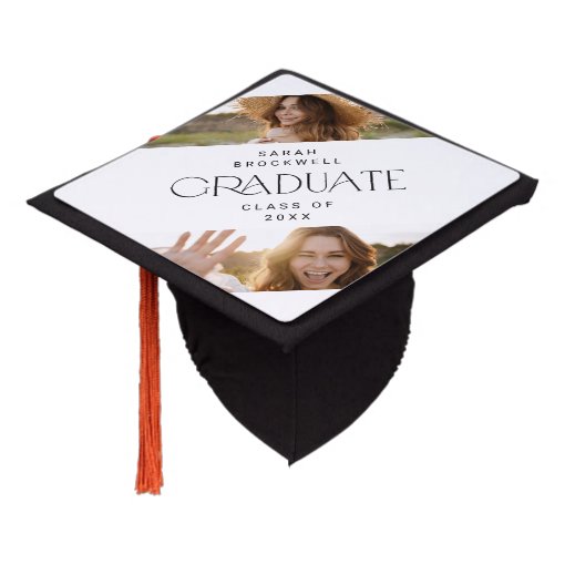 Modern Fete | Minimal Graduate Photo Graduation Cap Topper | Zazzle