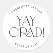 Modern Fete | Minimal Yay Grad Graduation Sticker | Zazzle