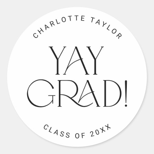 Modern Fete | Minimal Yay Grad Graduation Sticker | Zazzle