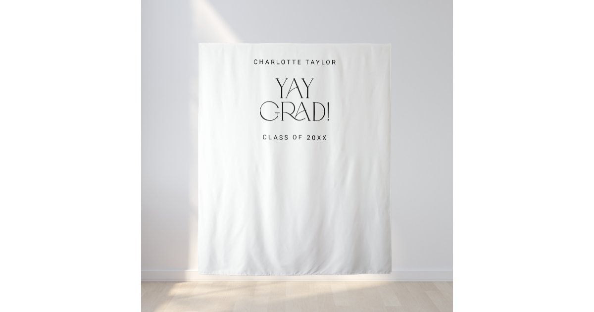 Modern Fete Yay Grad Graduation Photo Backdrop | Zazzle
