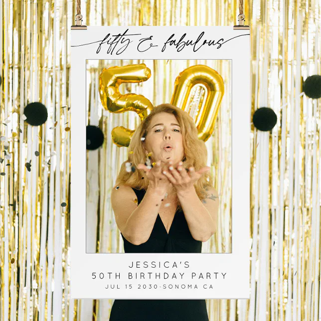 Modern Fifty and Fabulous 50th Birthday Selfie Foam Board | Zazzle