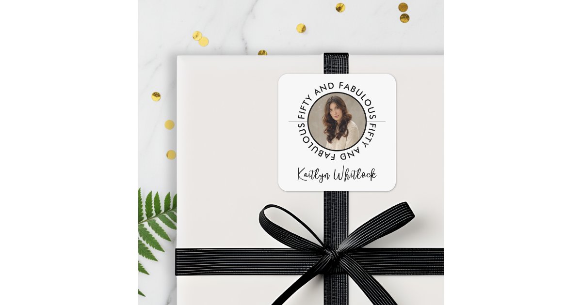 Modern Fifty and Fabulous Bold 50th Birthday Party Square Sticker | Zazzle