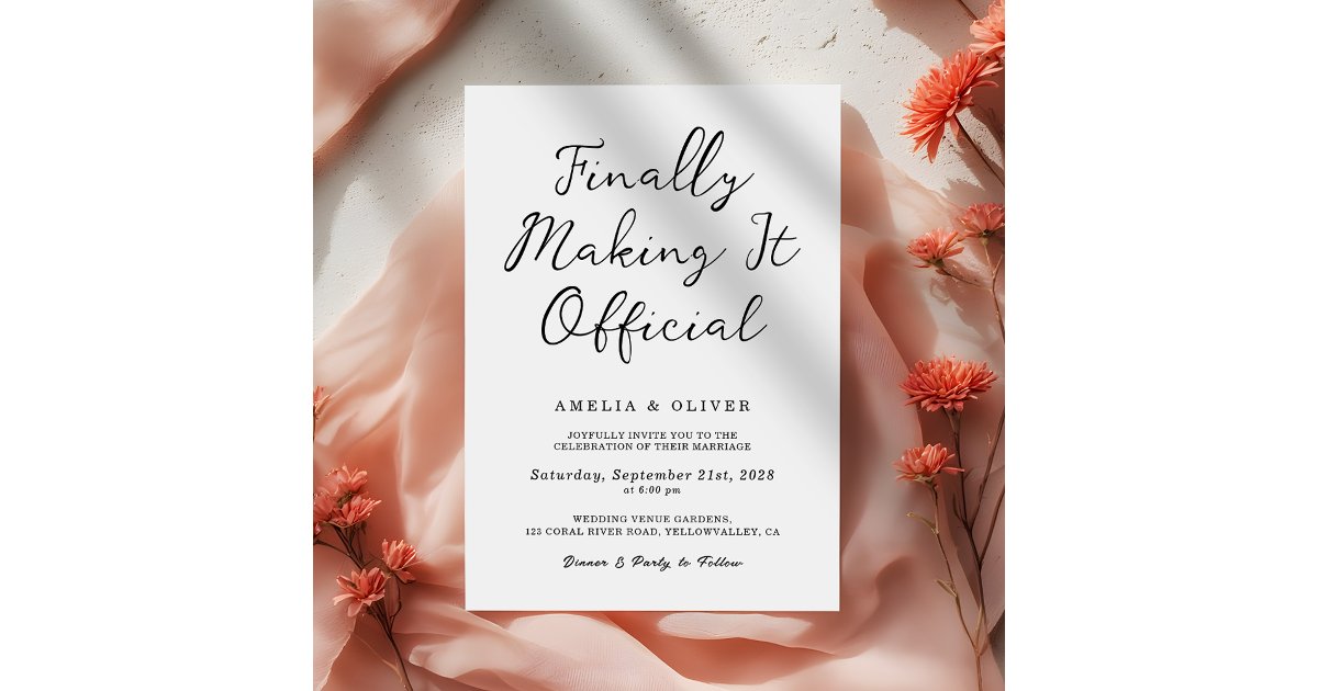 Modern Finally Making It Official Wedding Invitation | Zazzle