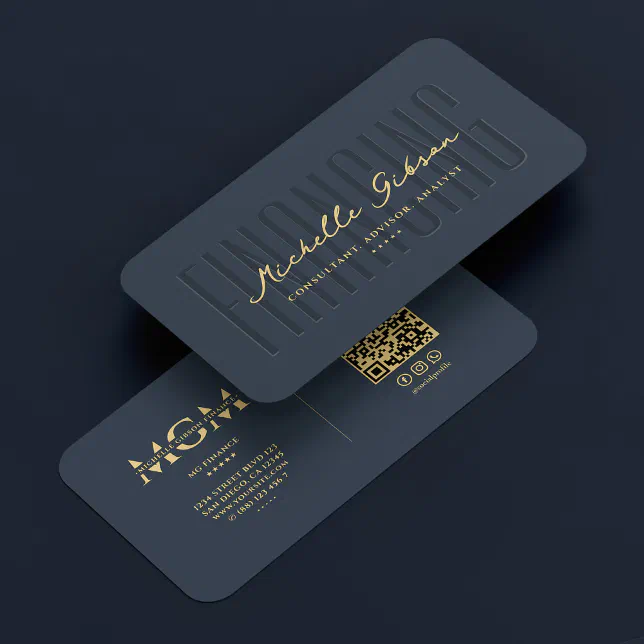 Modern Finance Advisor Analyst Elegant Dark Blue Business Card | Zazzle