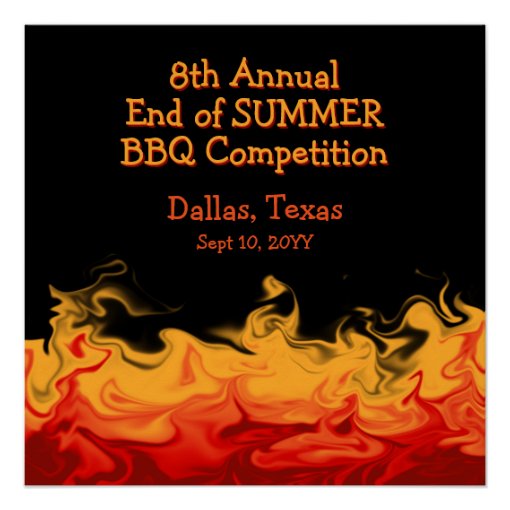 Modern Fire Flames BBQ Cook Off Competition Poster | Zazzle