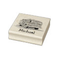 Modern Fire Truck Personalized Name Rubber Stamp | Zazzle
