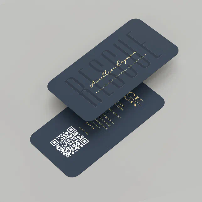Modern Firefighter Emergency Disaster Rescue Blue Business Card | Zazzle