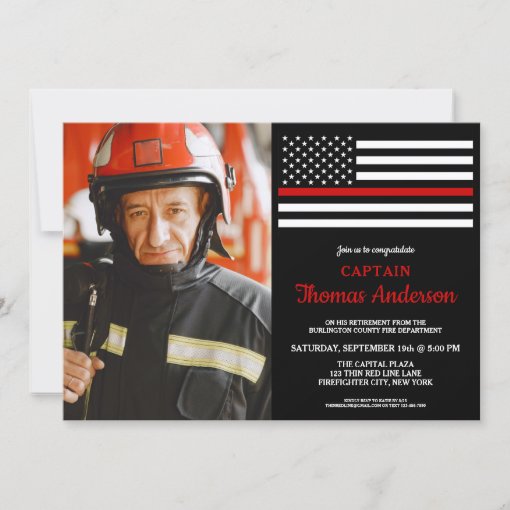 Modern Firefighter Retirement Party Custom Photo Invitation | Zazzle