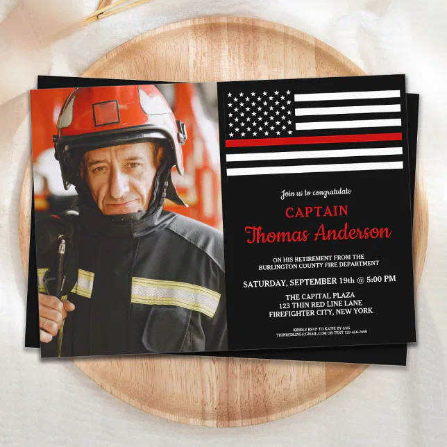 Modern Firefighter Retirement Party Custom Photo Invitation | Zazzle