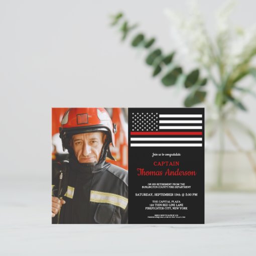 Modern Firefighter Retirement Party Custom Photo Invitation Postcard ...