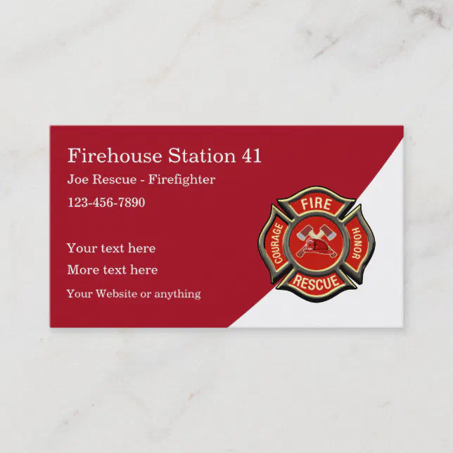 Modern Firehouse Firefighter Theme Business Card | Zazzle