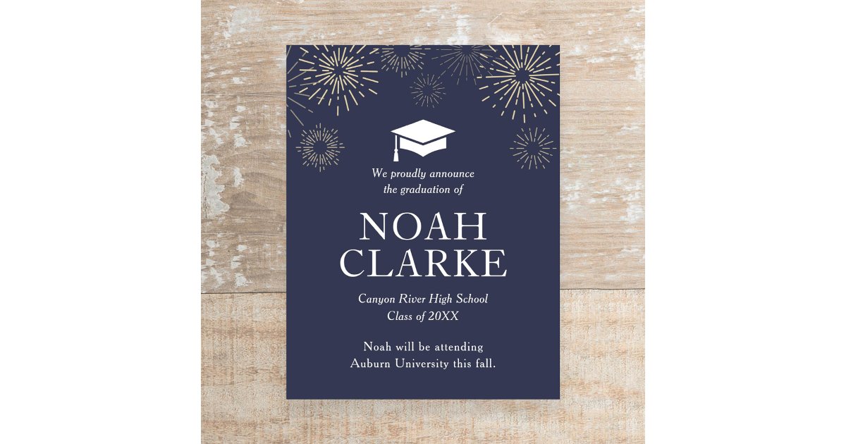 Modern Fireworks Graduation Announcement | Zazzle