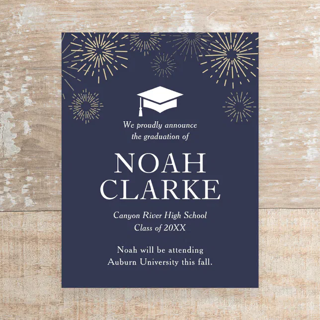 Modern Fireworks Graduation Announcement | Zazzle