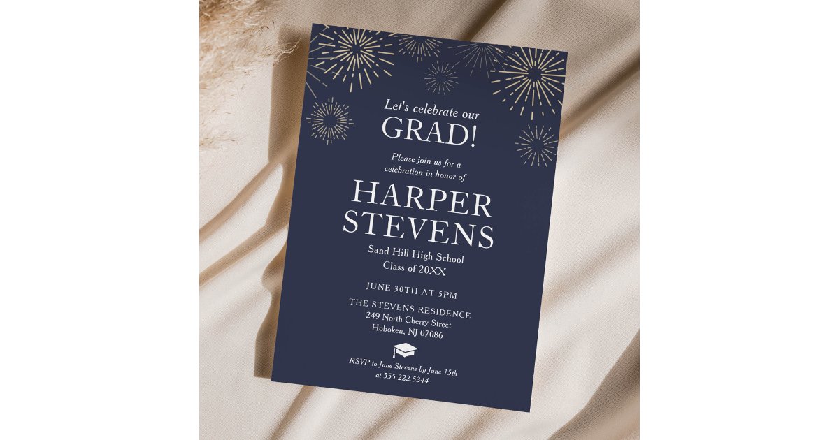 Modern Fireworks Graduation Party Invitation | Zazzle
