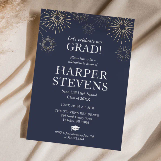 Modern Fireworks Graduation Party Invitation | Zazzle