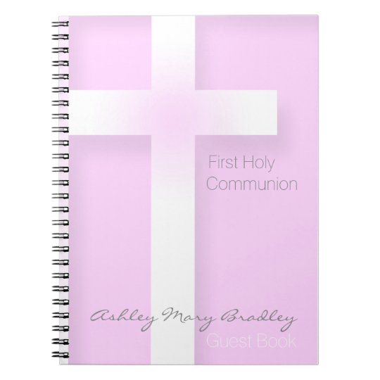 Modern First Holy Communion in Pink Guest Book | Zazzle.com