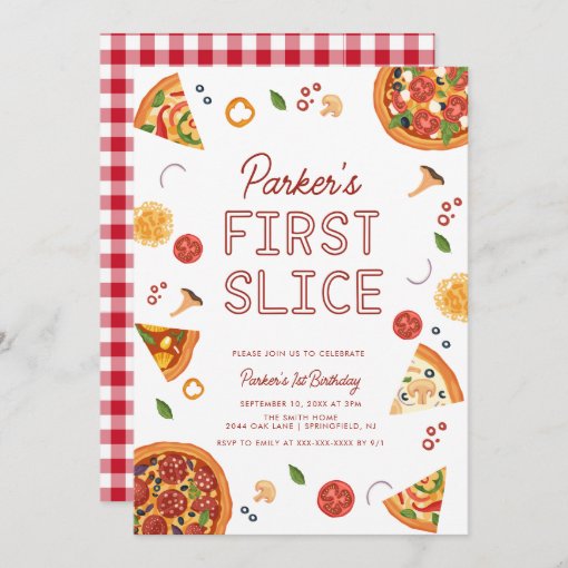 Modern First Slice Pizza First Birthday Invitation | Zazzle