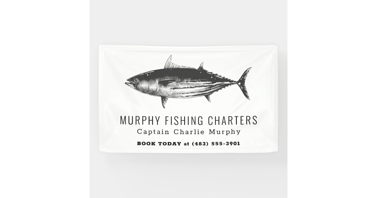 Modern Fishing Charter Boat Captain Banner | Zazzle