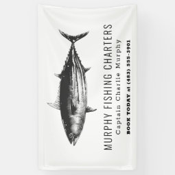 Modern Fishing Charter Boat Captain Banner | Zazzle