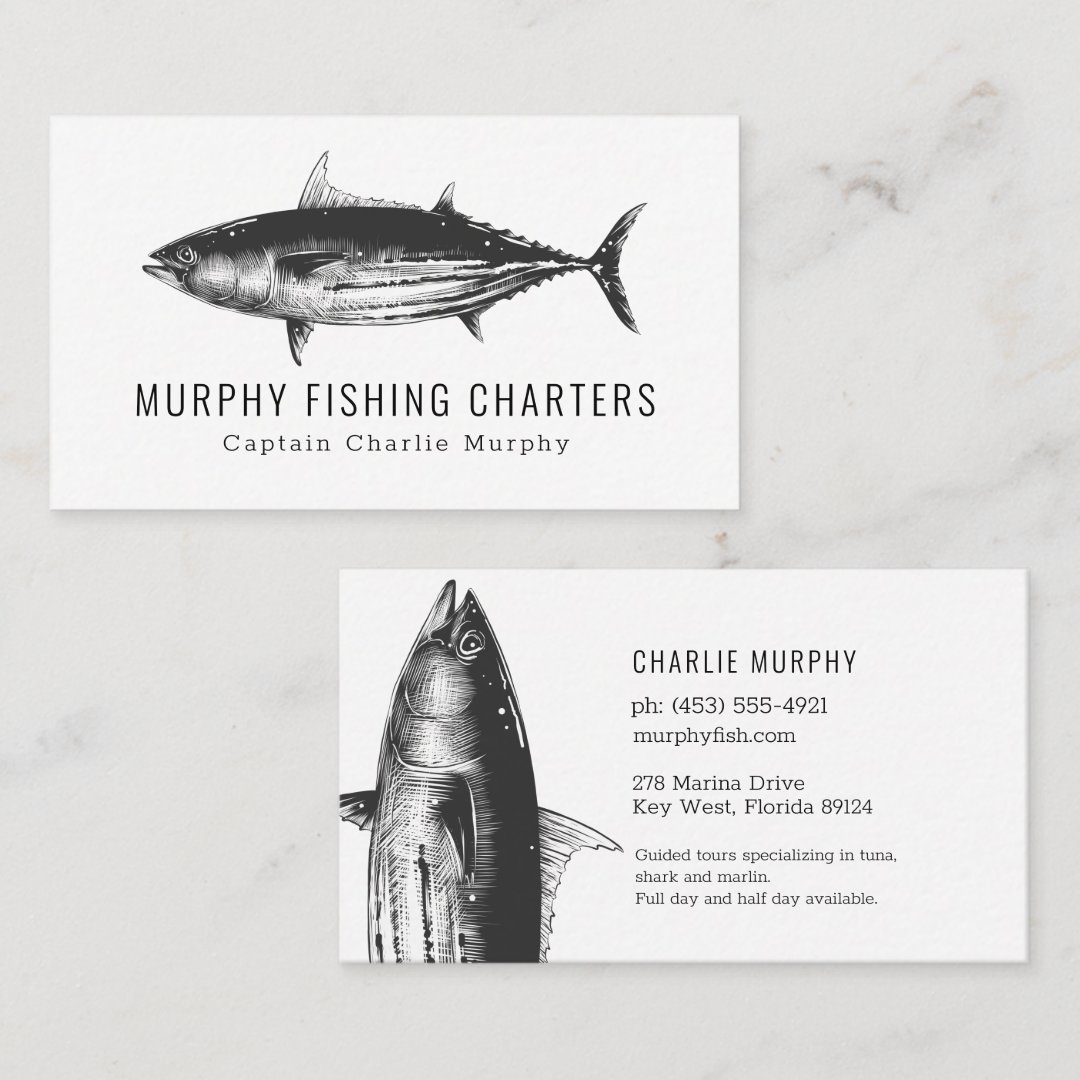 Modern Fishing Charter Boat Captain Business Card | Zazzle