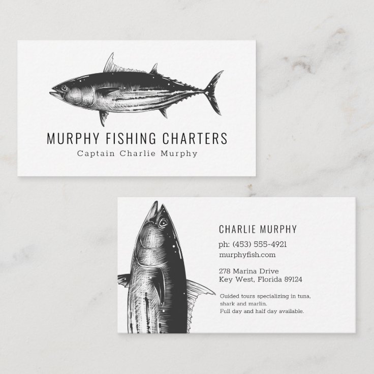 Modern Fishing Charter Boat Captain Business Card | Zazzle