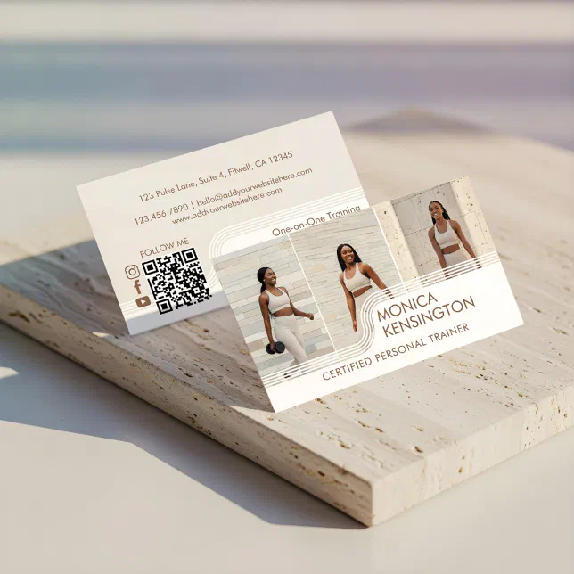 Modern Fitness Coach Personal Trainer Photo Layout Business Card | Zazzle