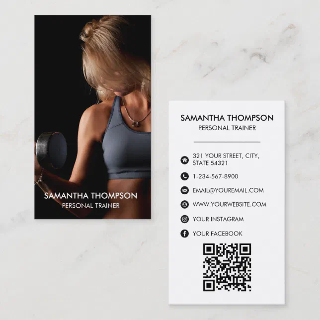 Modern Fitness Full Photo Social Media Influencer Business Card | Zazzle