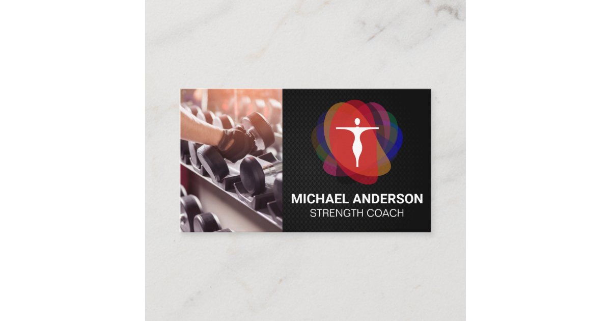 Modern Fitness Humanistic Logo Business Card | Zazzle