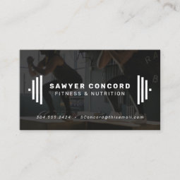 Modern fitness trainer business card with photo | Zazzle