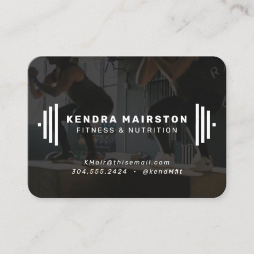 Modern fitness trainer business card with photo | Zazzle