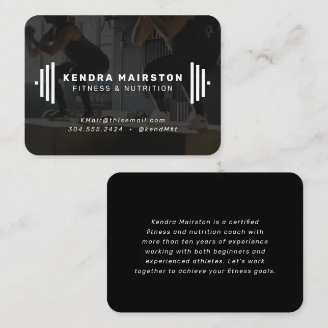 Modern fitness trainer business card with photo | Zazzle