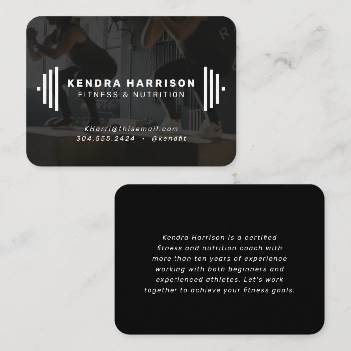 Modern fitness trainer business card with photo | Zazzle.com